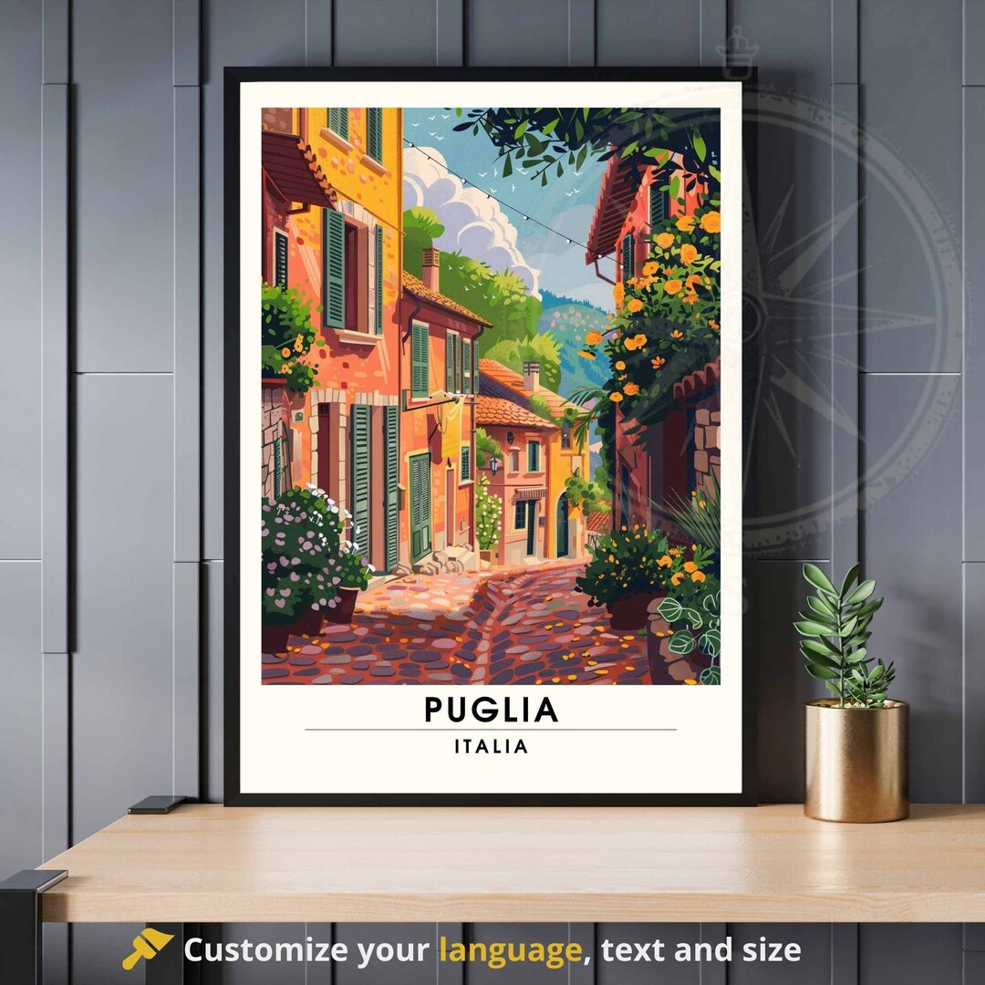 Puglia Travel Print - Italian Village - Etsy