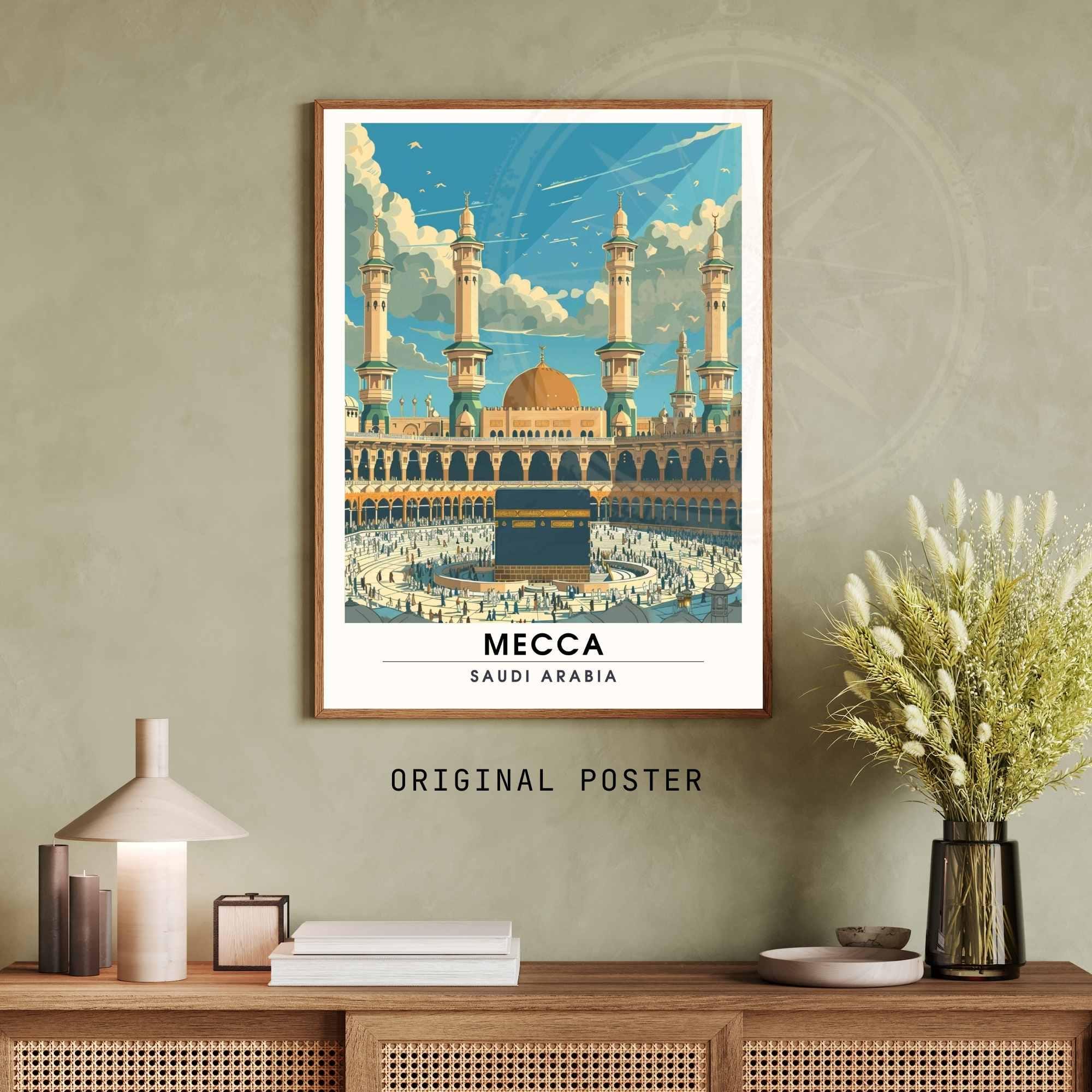 Mecca Poster | Travel Poster Mecca, Saudi Arabia | View of the Kaaba - Etsy