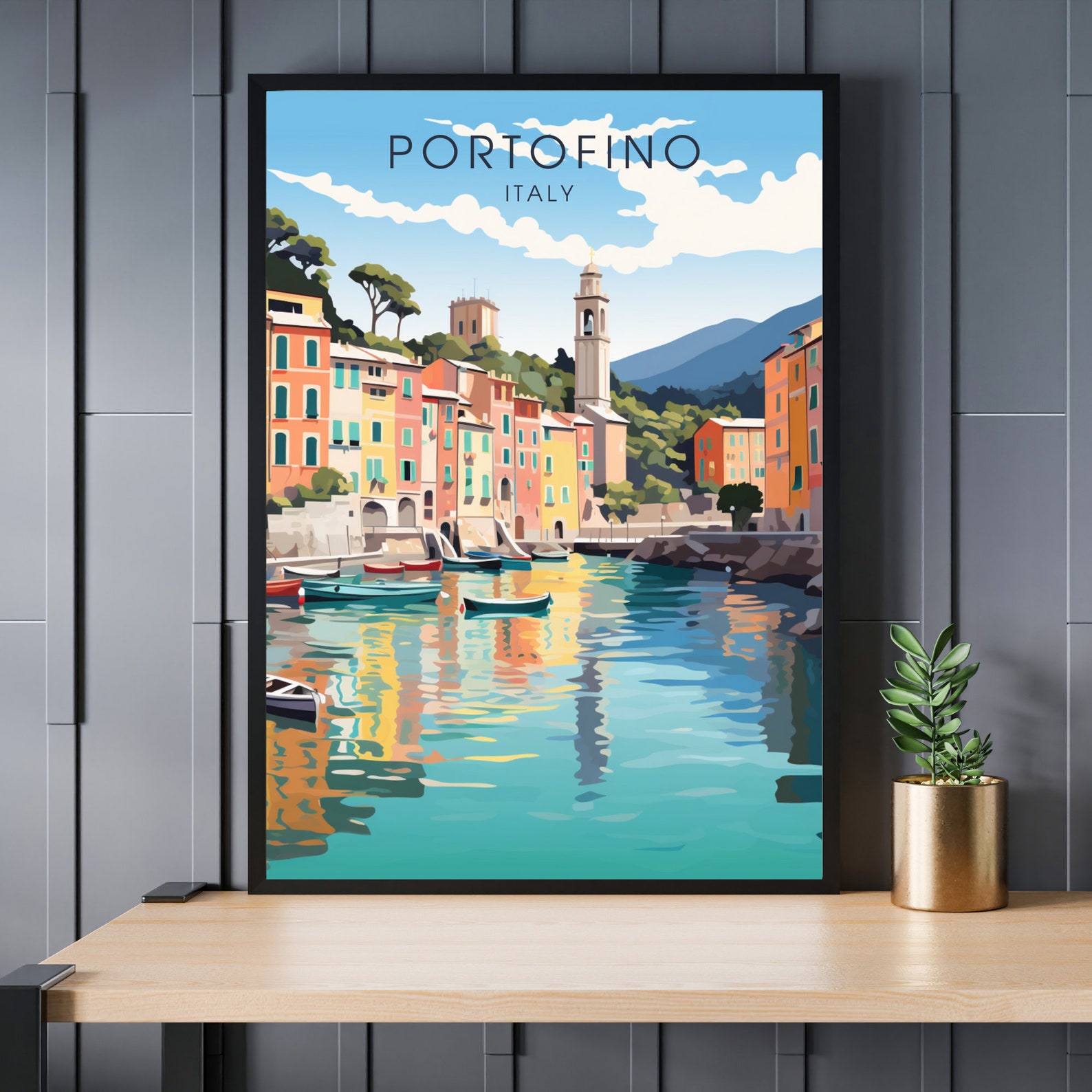 Portofino Poster Travel Poster Italy Portofino Print - Etsy