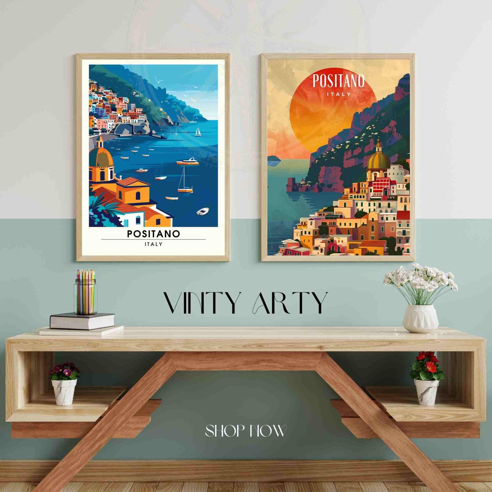 Positano Poster | Positano, Italy Print | Italy Travel Print - Sea View ...