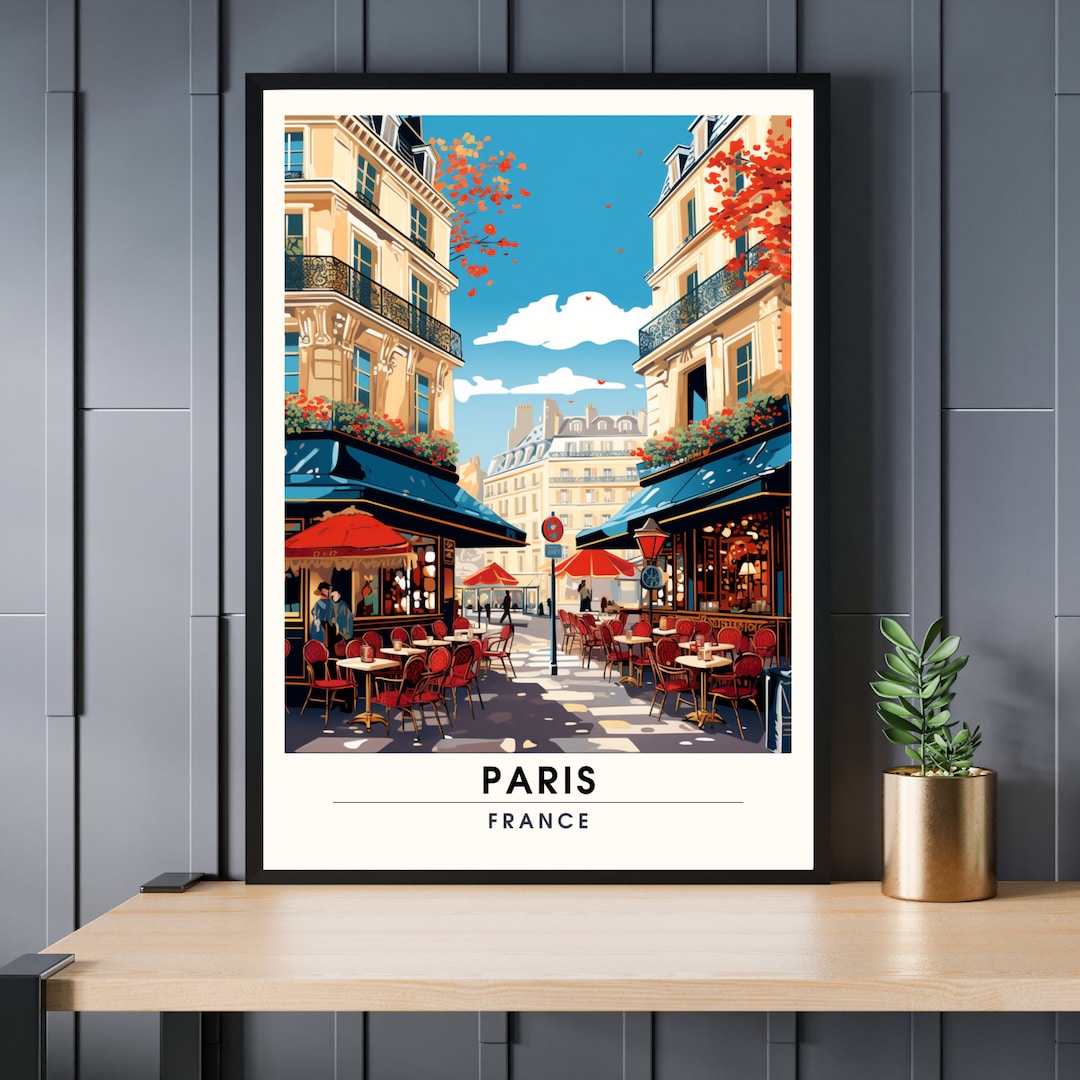Paris Print | Paris Travel Poster | Paris, France Travel Print | A Cafe ...