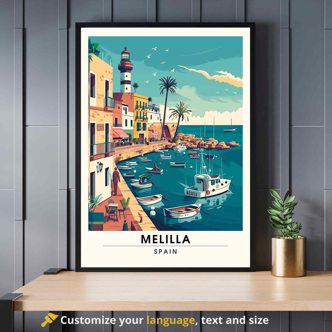 Poster Melilla, Spain Melilla Travel Poster View of the Port of Melilla ...