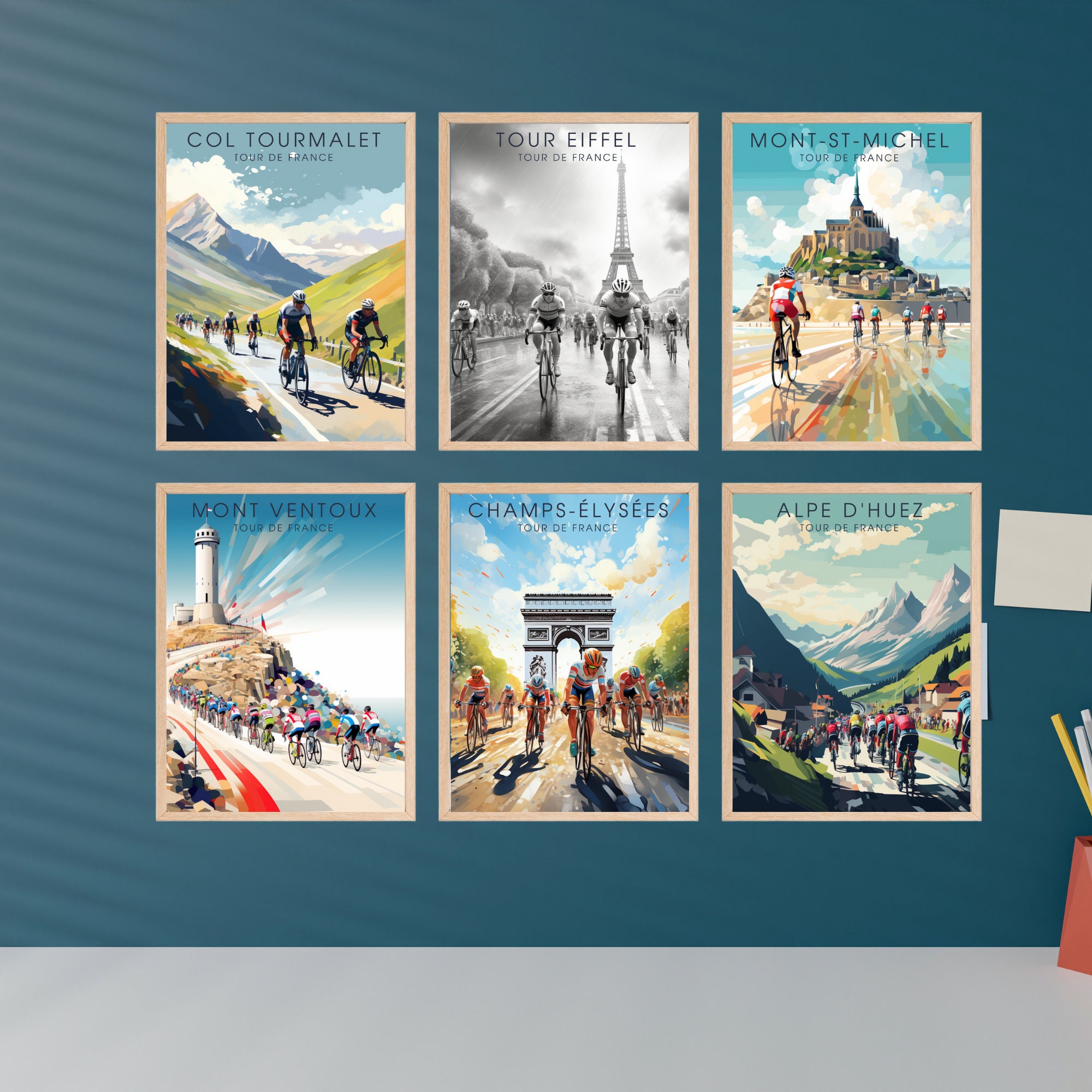Tour De France Poster Set: Mont Ventoux, Alpe D'huez, Champs-Élysées ...