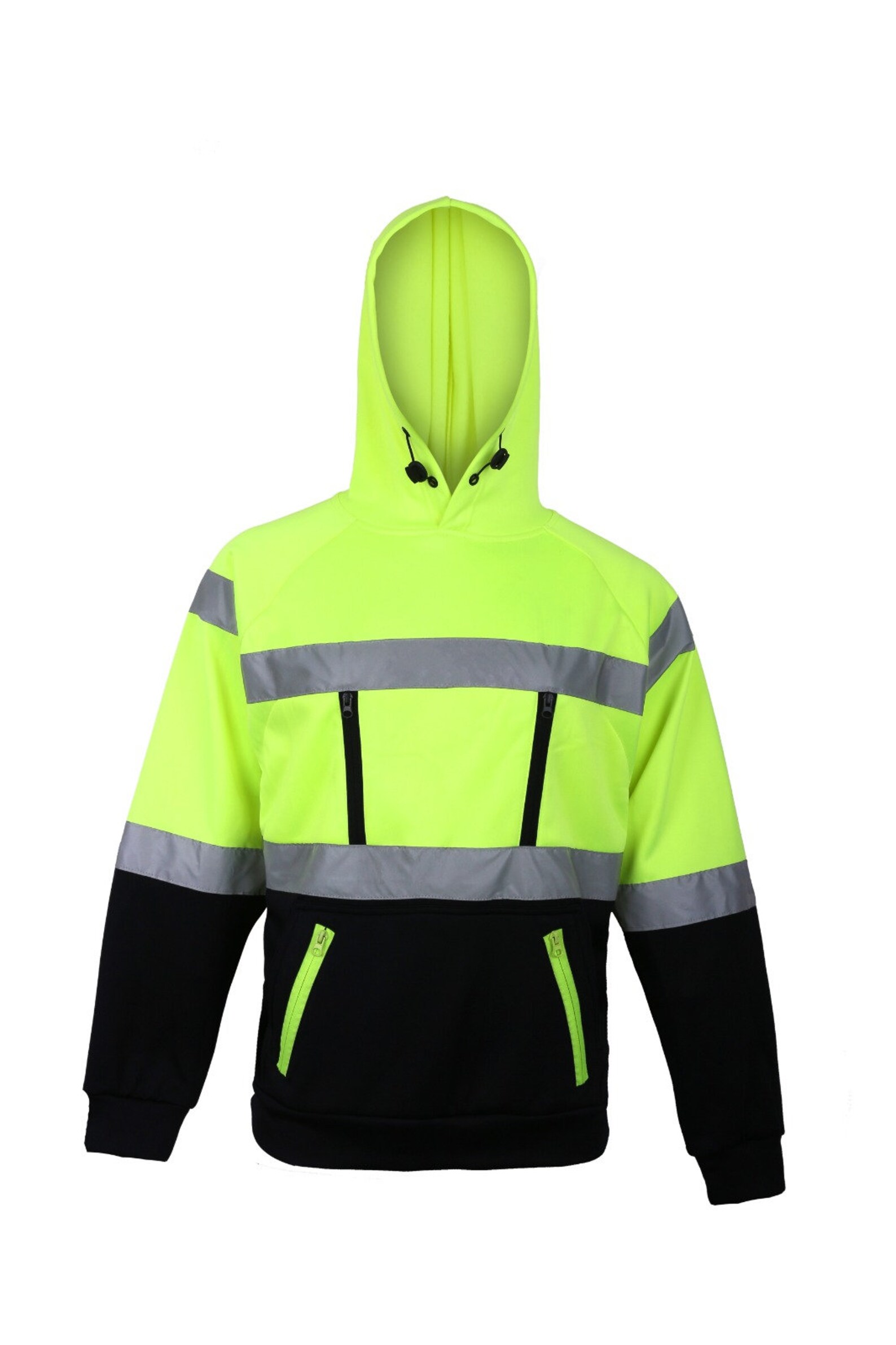 Men's Hi Vis 4 Zip Pullover Hoodie Safety Work Wear Hoodie Top Jacket ...