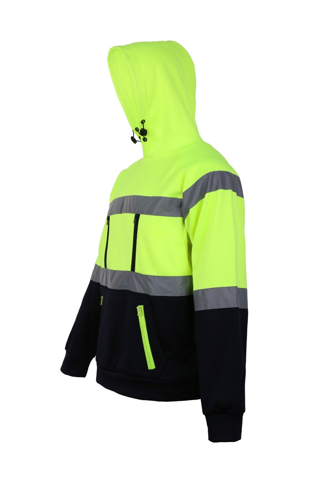 Men's Hi Vis 4 Zip Pullover Hoodie Safety Work Wear Hoodie Top Jacket ...