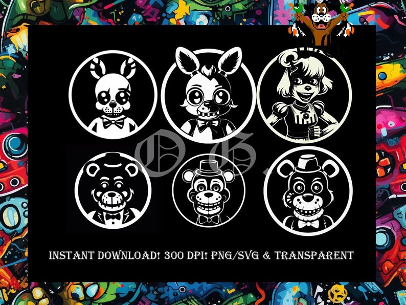 Five Nights at Freddy's Bundle Png FNAF Fazbear SVG PNG Cut Files 5 ...