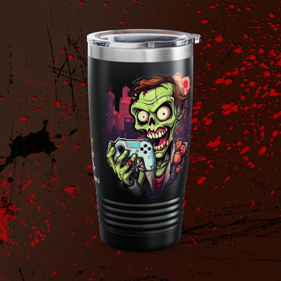 Undead Gamer's Delight: Zombie Ring Neck Tumbler With Playstation ...