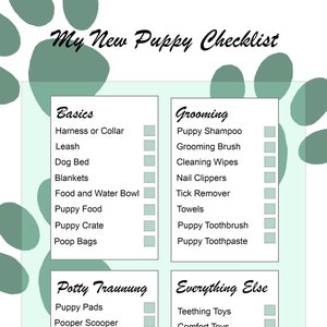 New Puppy Checklist A4 - Etsy