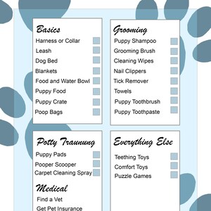 New Puppy Checklist A4 - Etsy