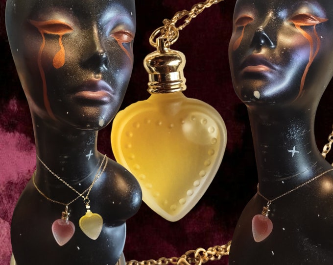 Love Heart Perfume Bottle Necklace - Etsy