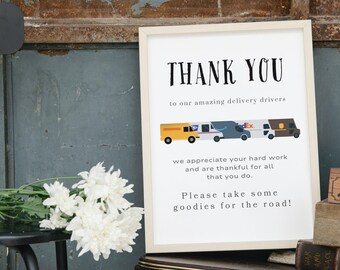 Delivery Driver Thank You Poster | Delivery Driver Snack Sign | Treat ...