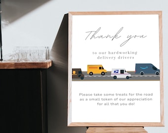 Delivery Driver Thank You Poster | Delivery Driver Snack Sign | Treat ...