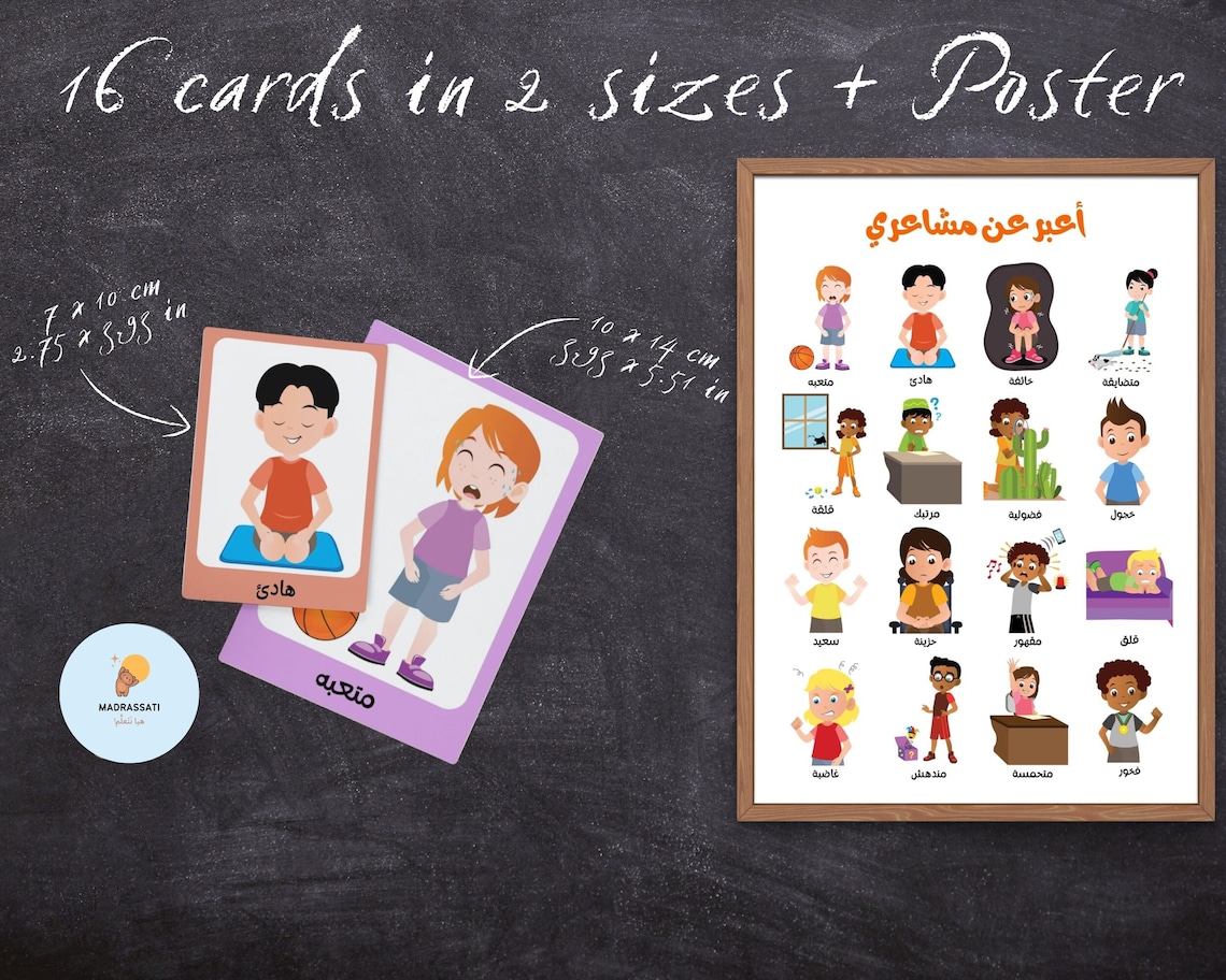 Arabic Emotion Flashcards and Chart | Arabic Emotions | Arabic ...