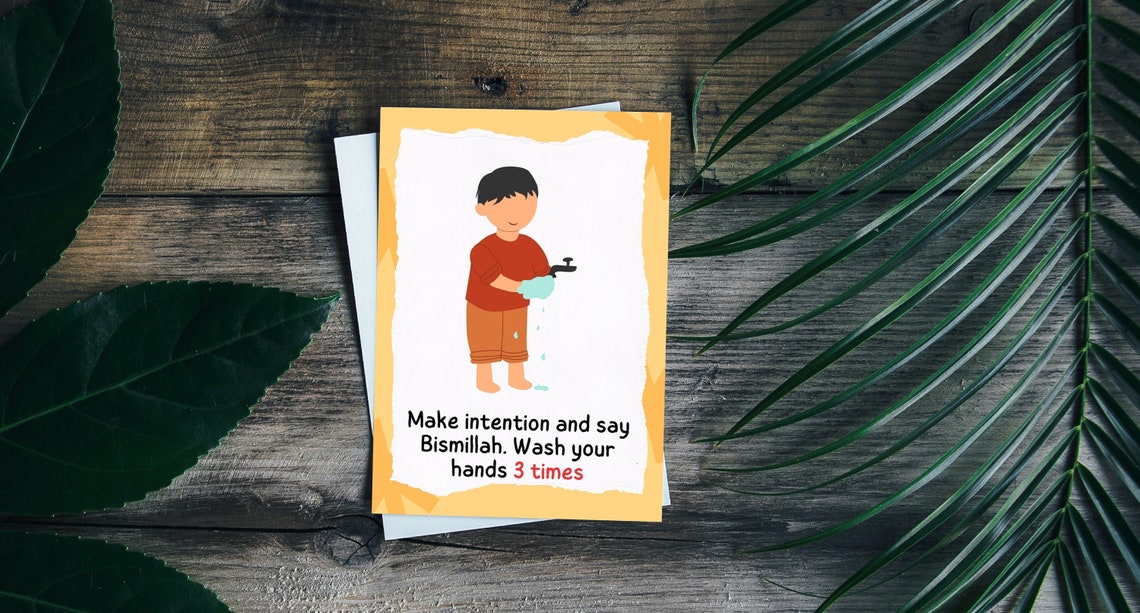 Wudu Instructions in English | Teaching Wudhu | Wudu Flashcards | Wudu ...