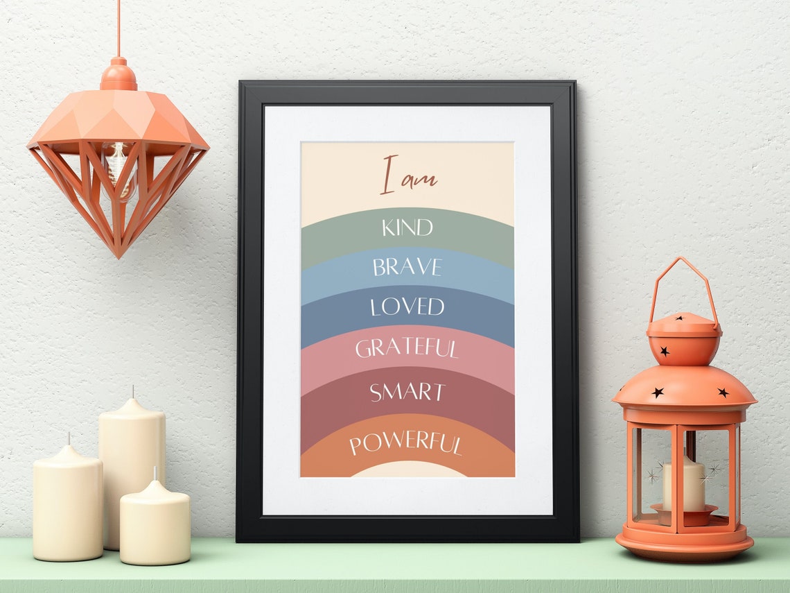 Affirmations | Playroom Wall Decor | Rainbow Affirmations Poster ...