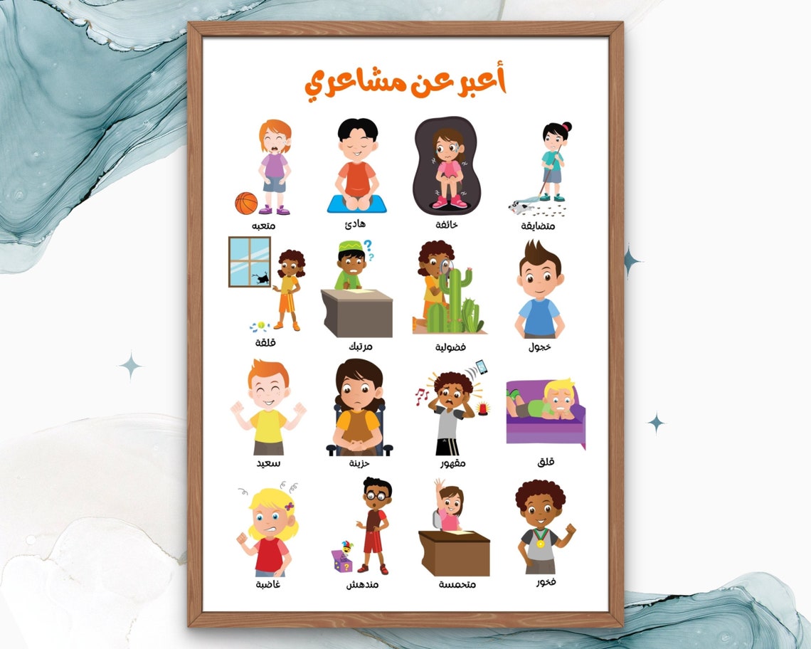 Arabic Emotion Flashcards and Chart | Arabic Emotions | Arabic ...