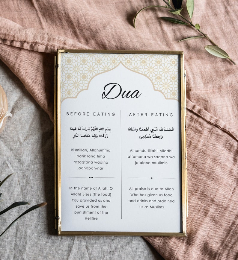 Dua Wall Art for Kitchen | Islamic Dining Room | Dua Before Eating ...