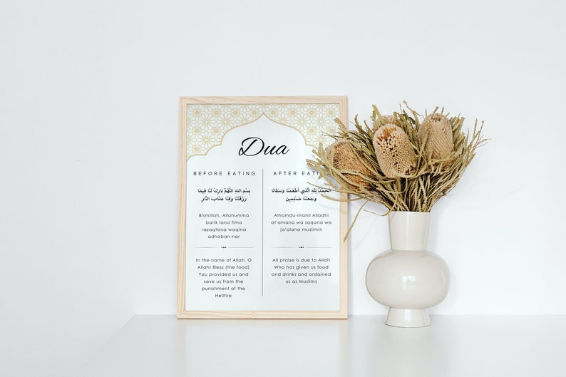 Dua Wall Art for Kitchen | Islamic Dining Room | Dua Before Eating ...