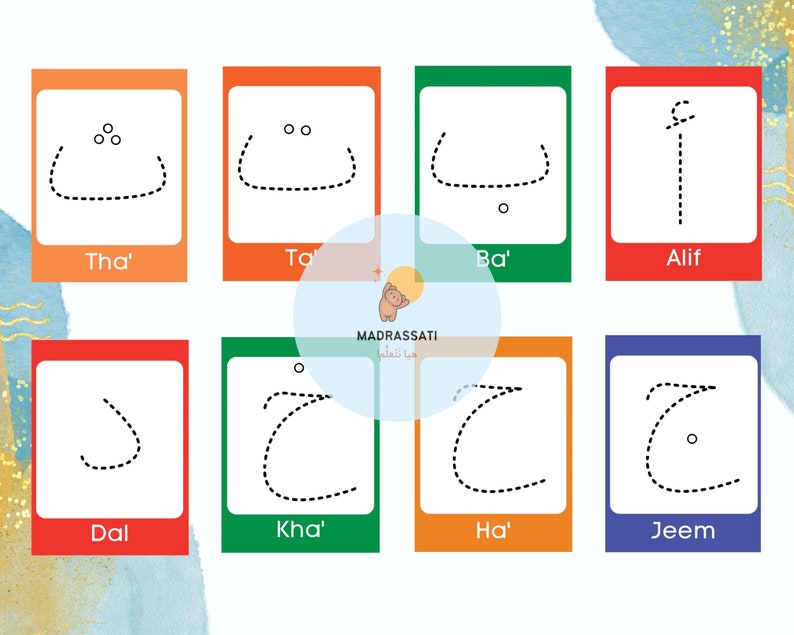 Arabic Tracing Flashcards | Arabic Alphabet | Homeschool | Dotted ...