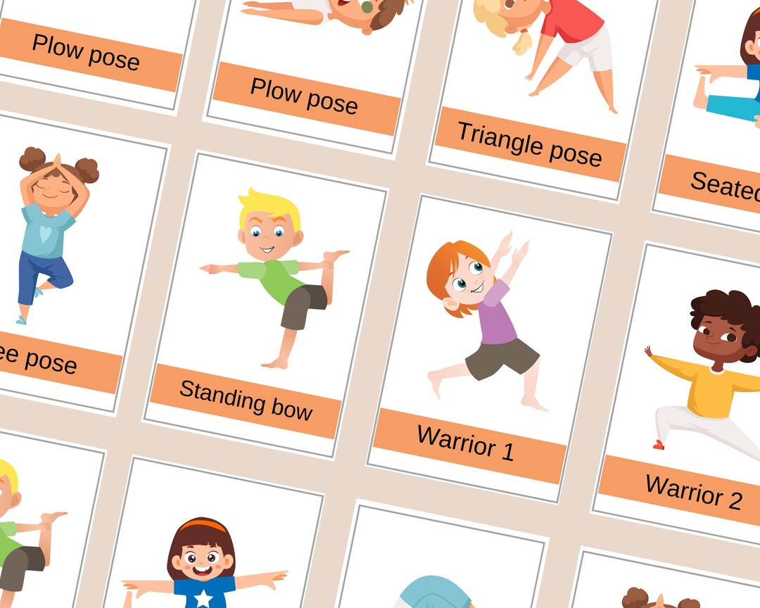 Yoga Poses Flashcards for Children Preschool Activity | Kids Flashcards ...