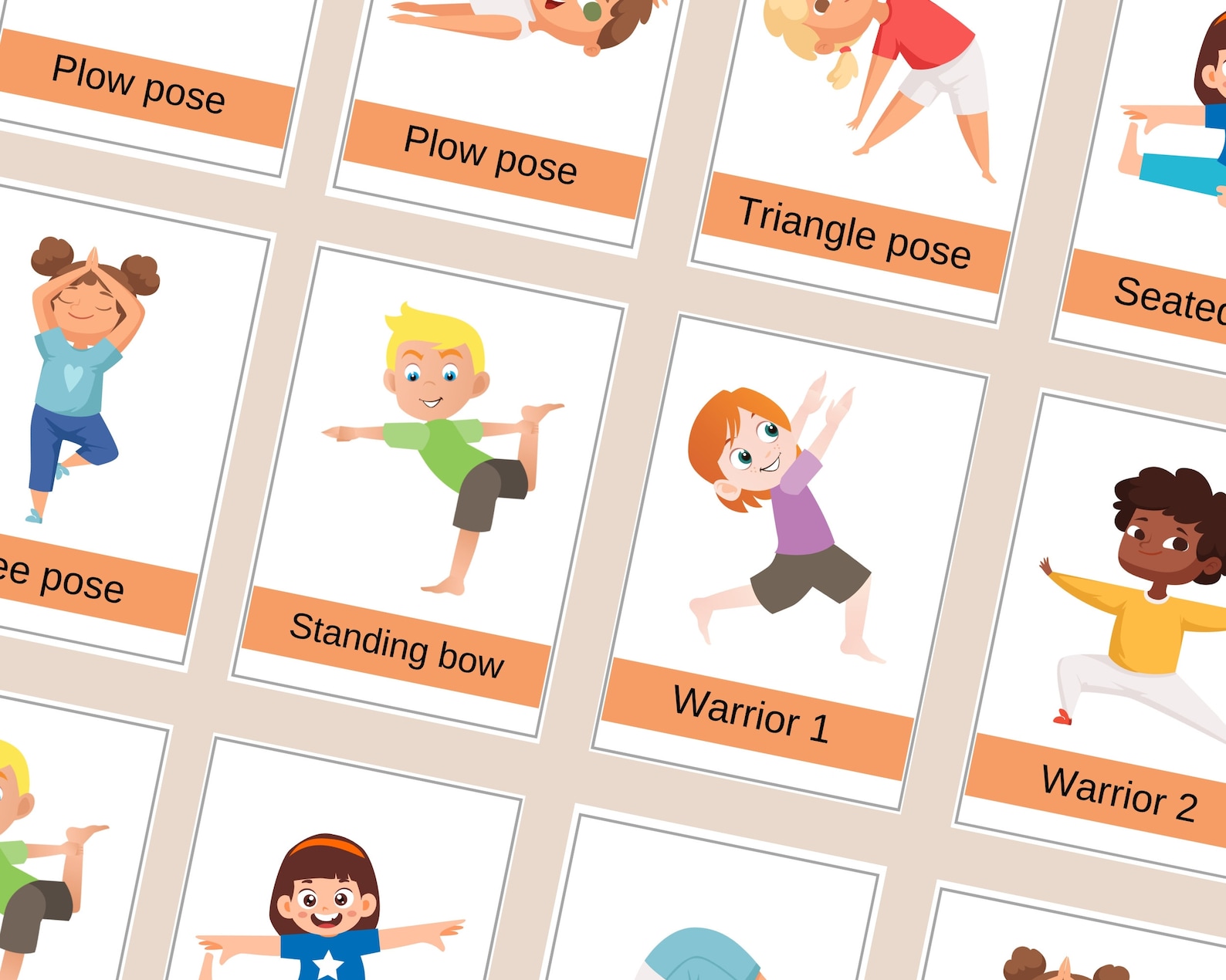 Yoga Poses Flashcards for Children Preschool Activity Kids Flashcards ...