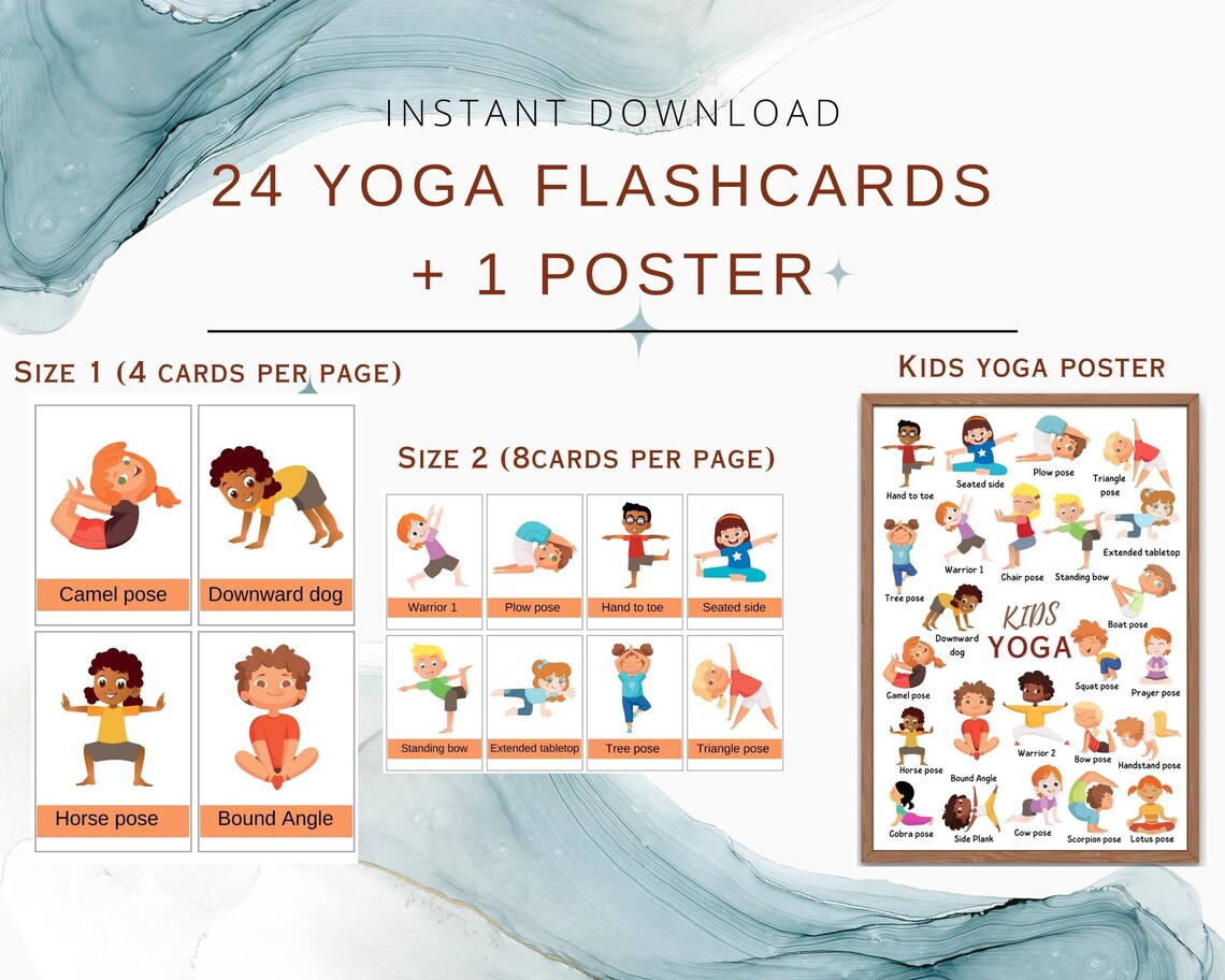 Yoga Poses Flashcards for Children Preschool Activity | Kids Flashcards ...