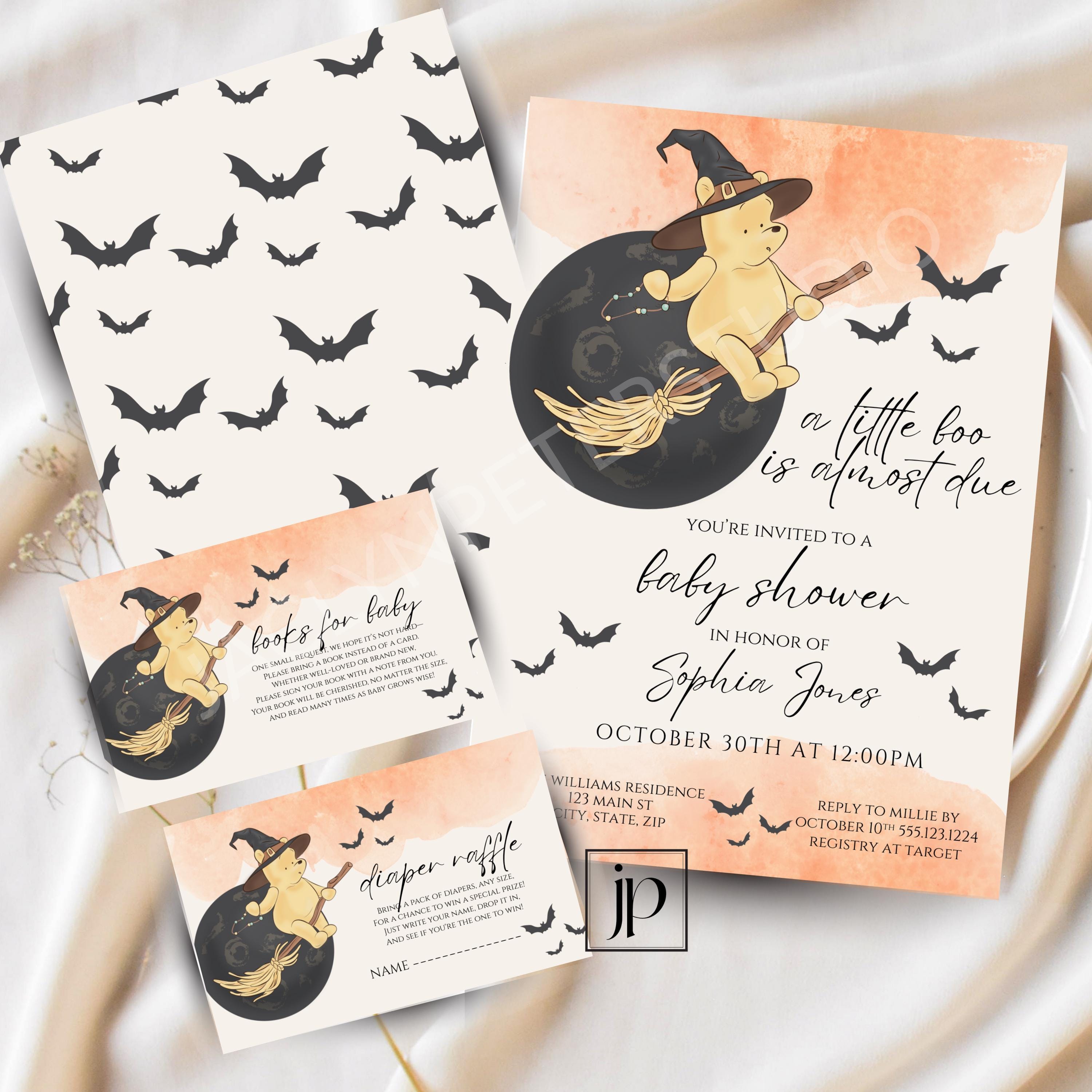 Pooh Halloween Baby Shower Invite Set Classic Winnie the Pooh Little ...