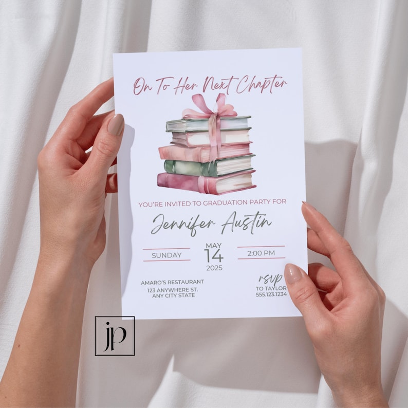 Editable Next Chapter Graduation Invitation Template Story Book Theme ...
