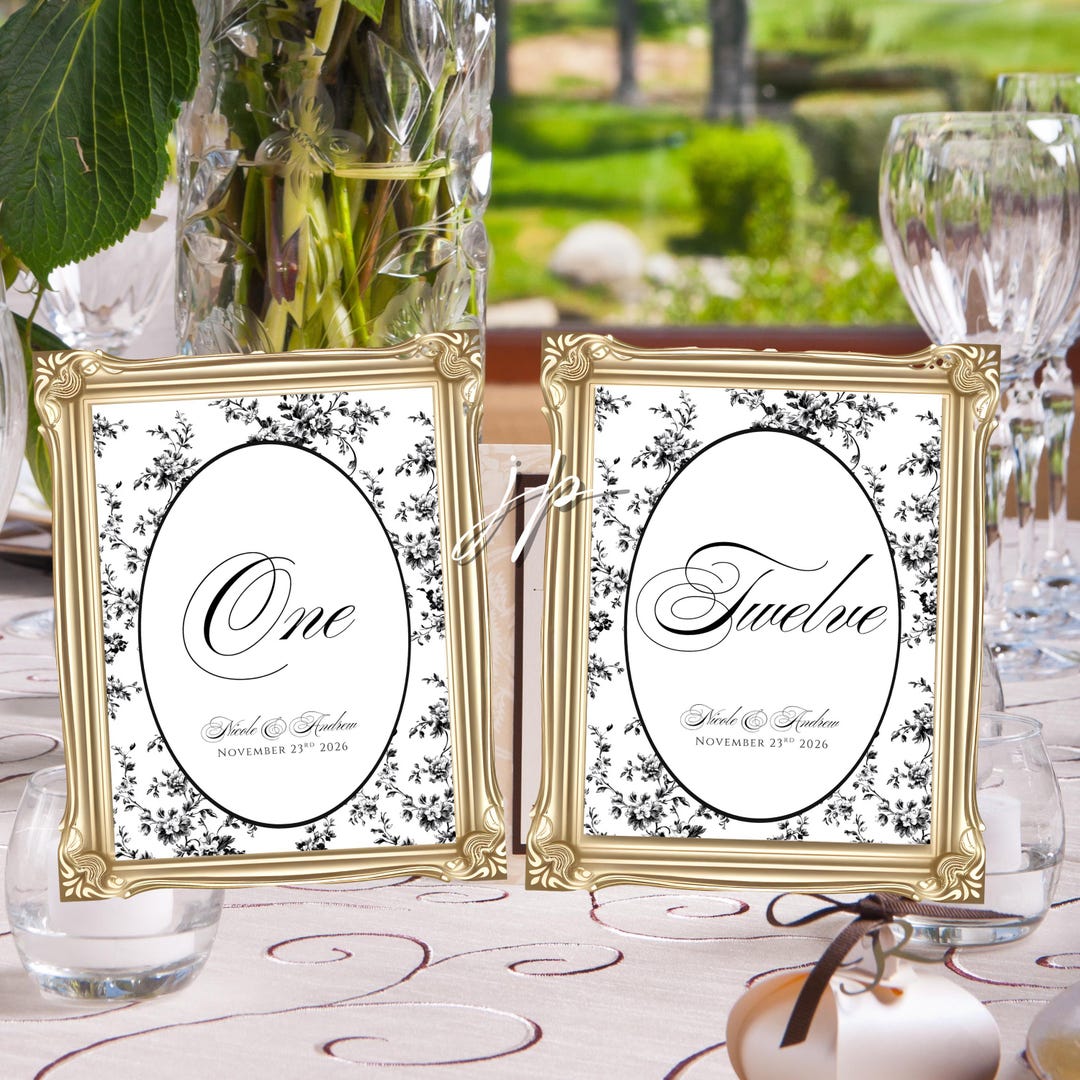 Black Chinoiserie Table Numbers Set Editable Personalized Toile Wedding ...