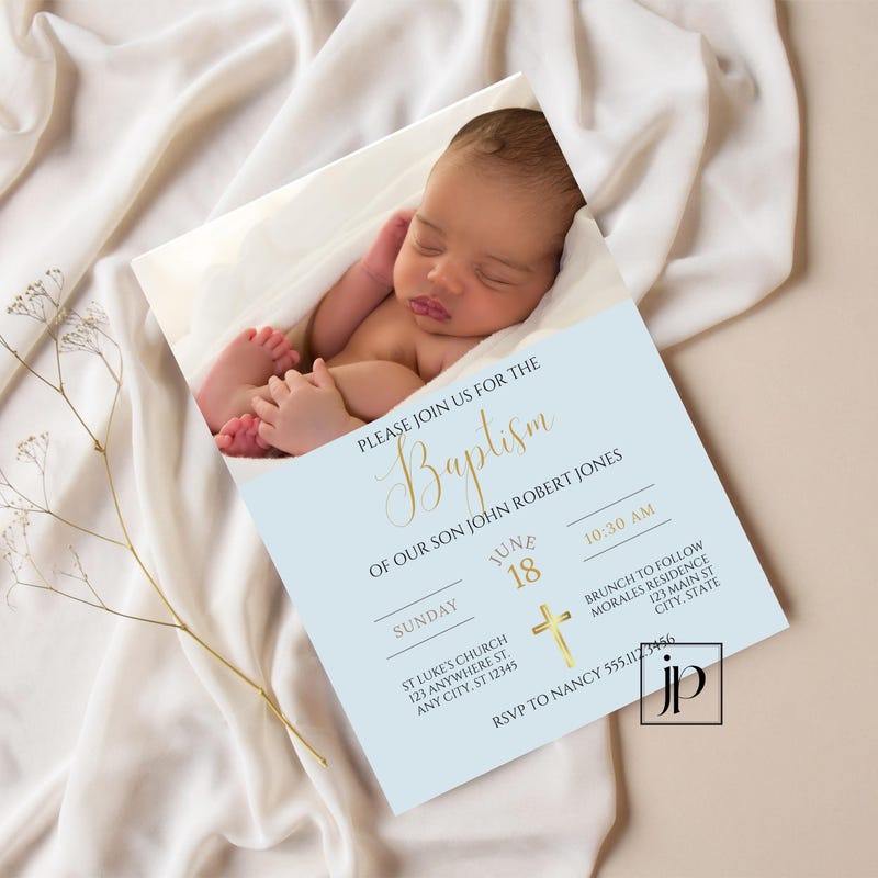 Baptism Photo Invitation - Etsy