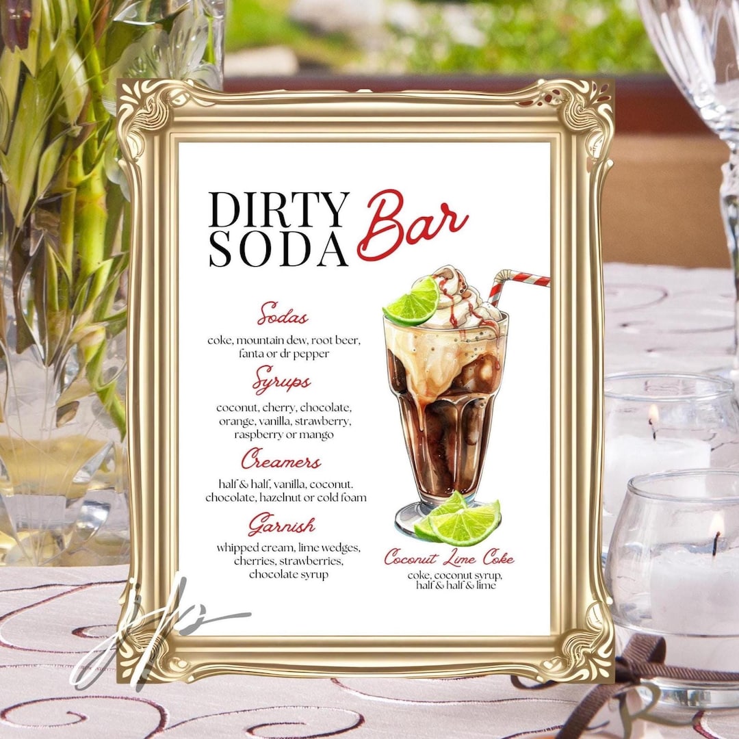 Dirty Soda Bar Menu Sign Editable Teen Birthday Party Soda Station ...