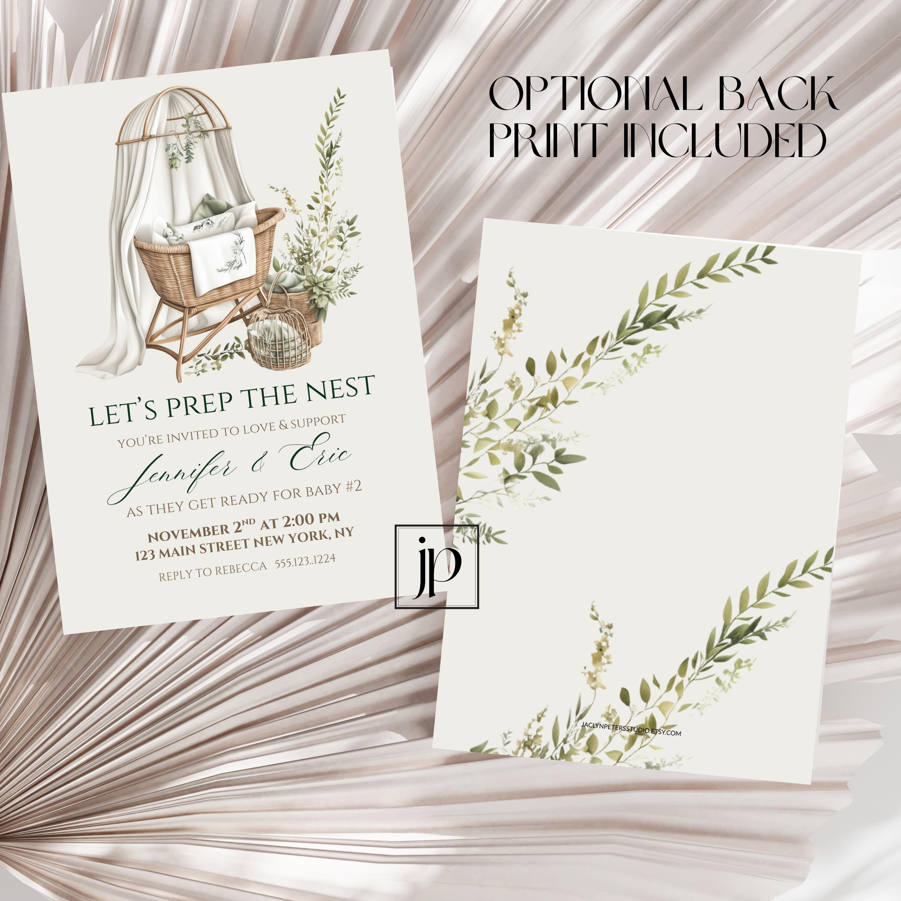 Let's Prep the Nest Invite Template Vintage Baby Bassinet Nesting Party ...