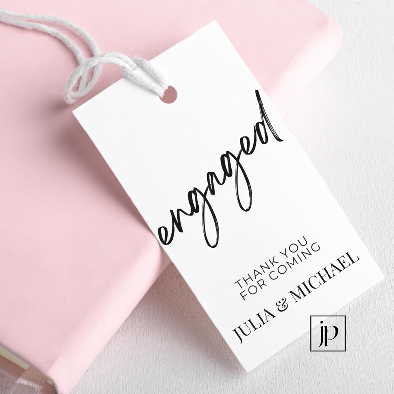 Editable Engagement Party Thank You Tags Modern Rectangle Favor Tag ...