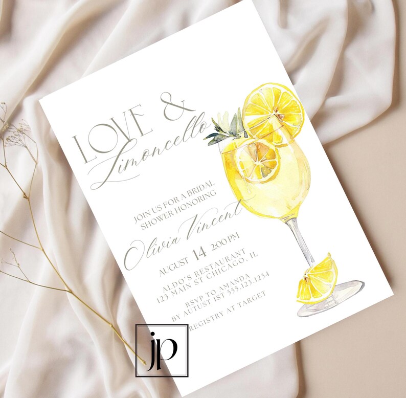 Lemon Bridal Shower Invite Love and Limoncello Invitation Template ...