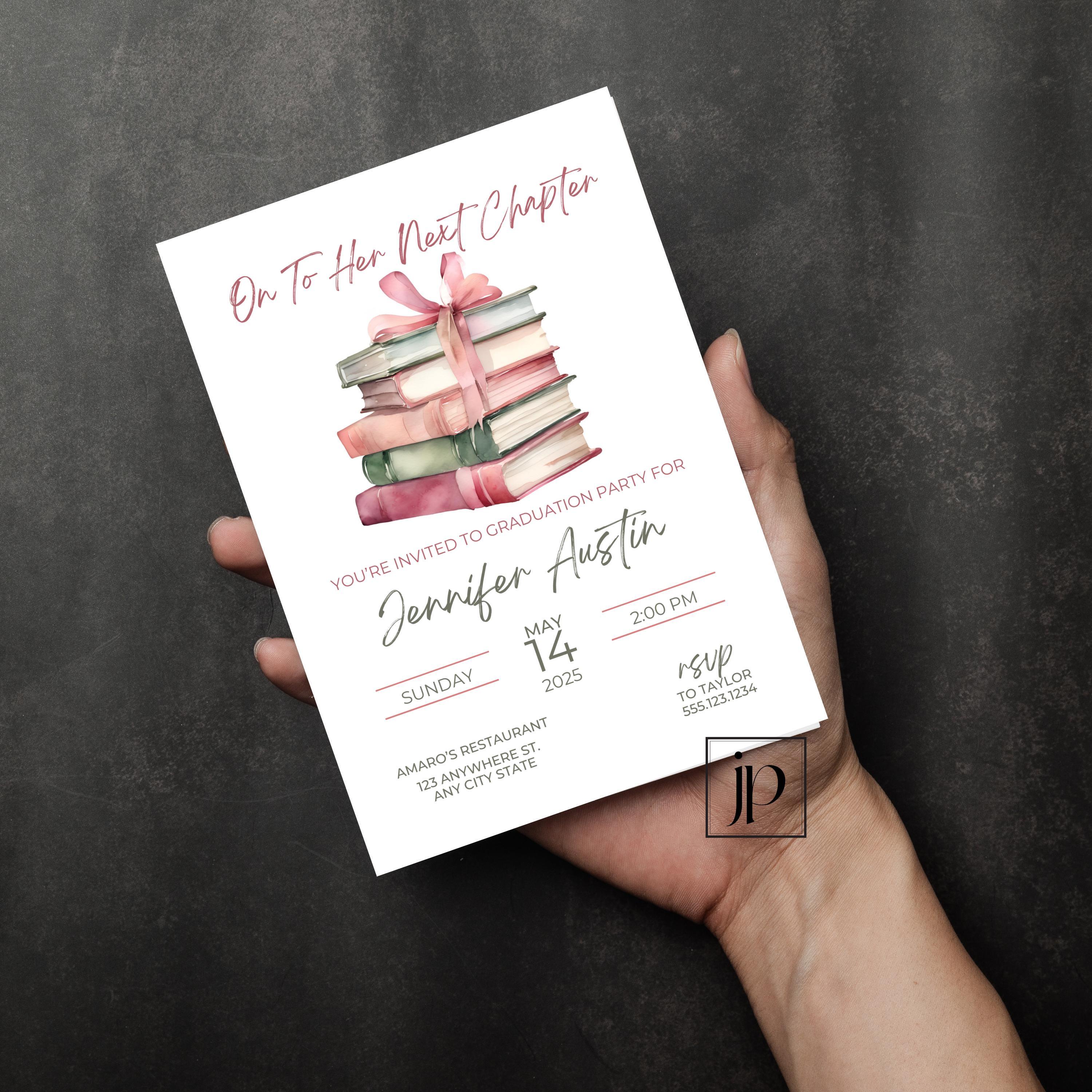 Editable Next Chapter Graduation Invitation Template Story Book Theme ...
