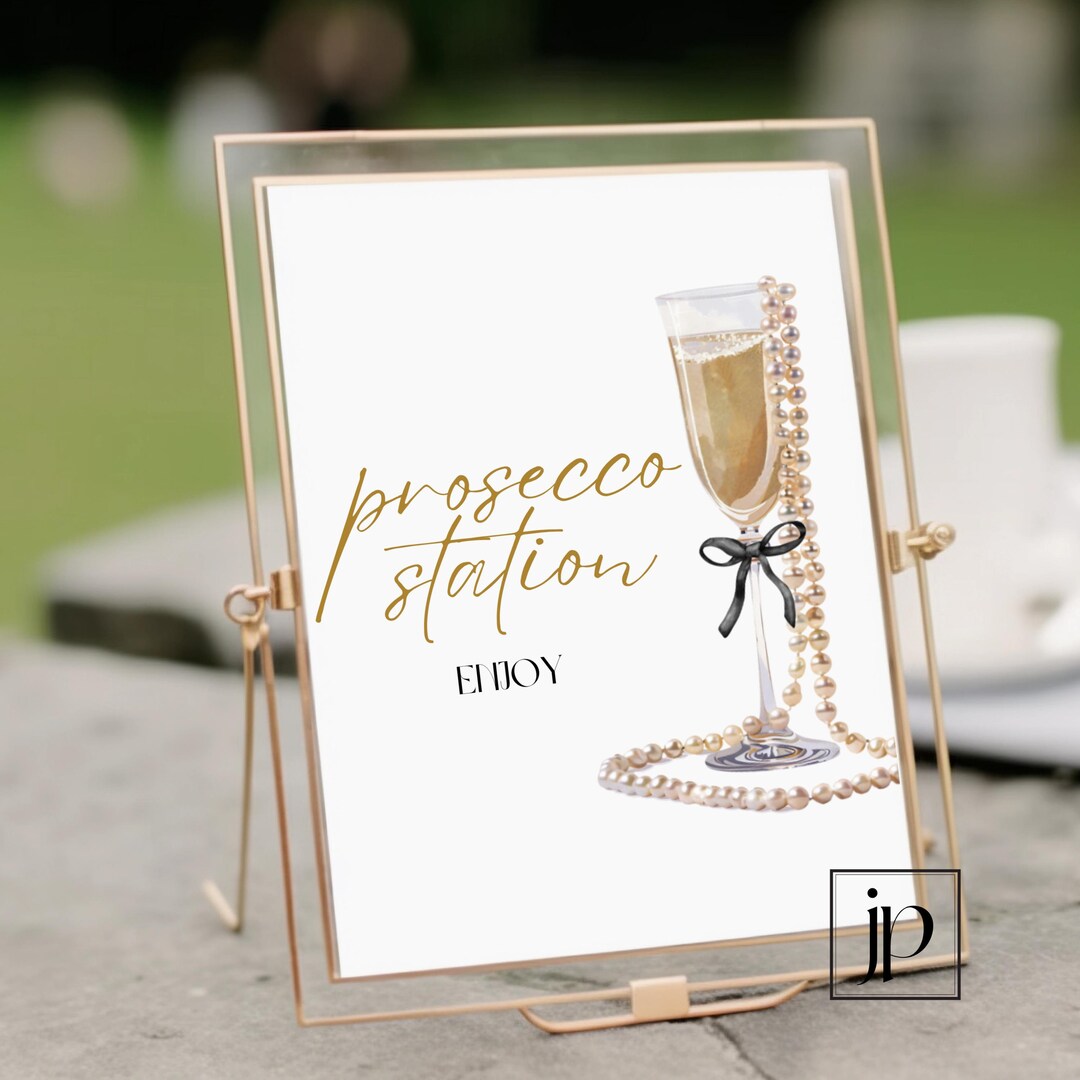 Editable Pearls and Prosecco Table Signs Champagne Bridal Shower Table ...
