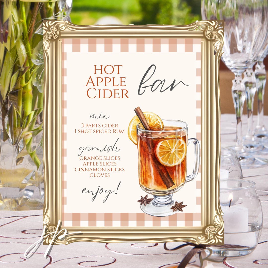 Hot Apple Cider Bar Sign Template Editable Fall Cocktail Menu ...