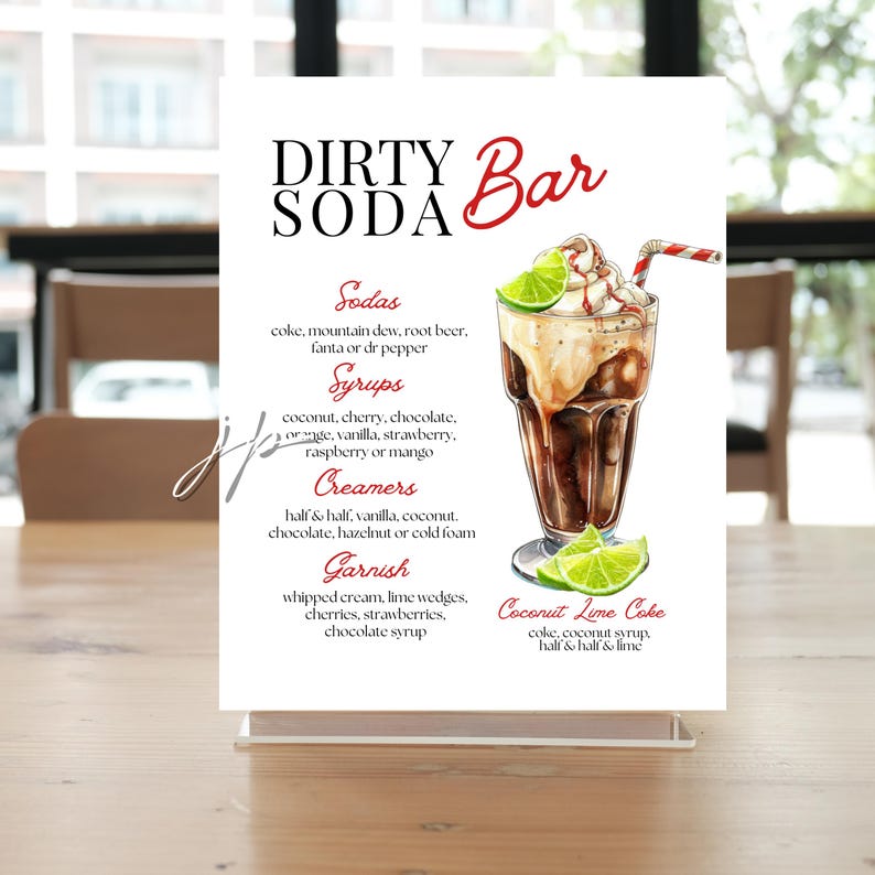 Dirty Soda Bar Menu Sign Editable Teen Birthday Party Soda Station ...