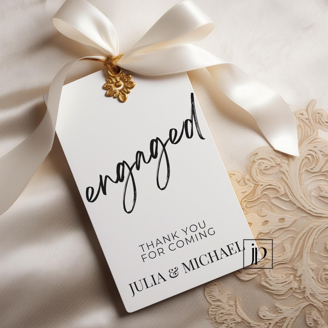 Editable Engagement Party Thank You Tags Modern Rectangle Favor Tag ...