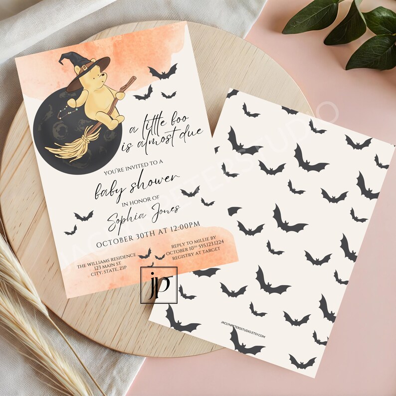 Pooh Halloween Baby Shower Invite Set Classic Winnie the Pooh Little ...