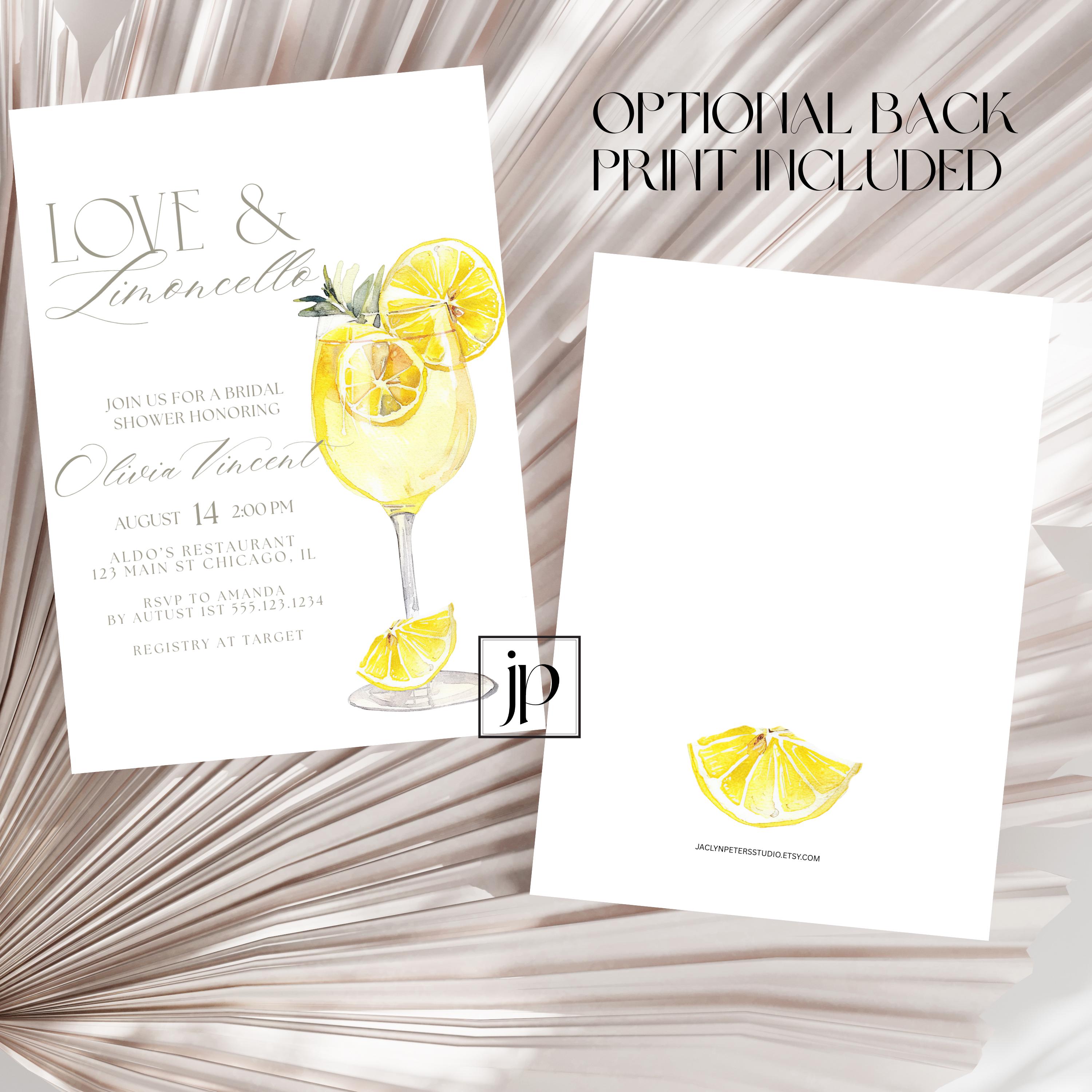 Lemon Bridal Shower Invite Love and Limoncello Invitation Template ...