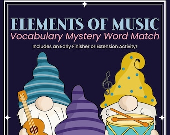 Vocabulary Mystery Word Match - Elements of Music - Etsy