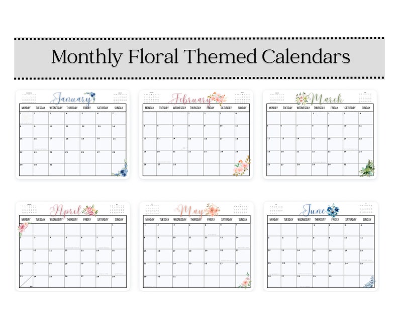 Printable Floral 2023 Calendar - Etsy