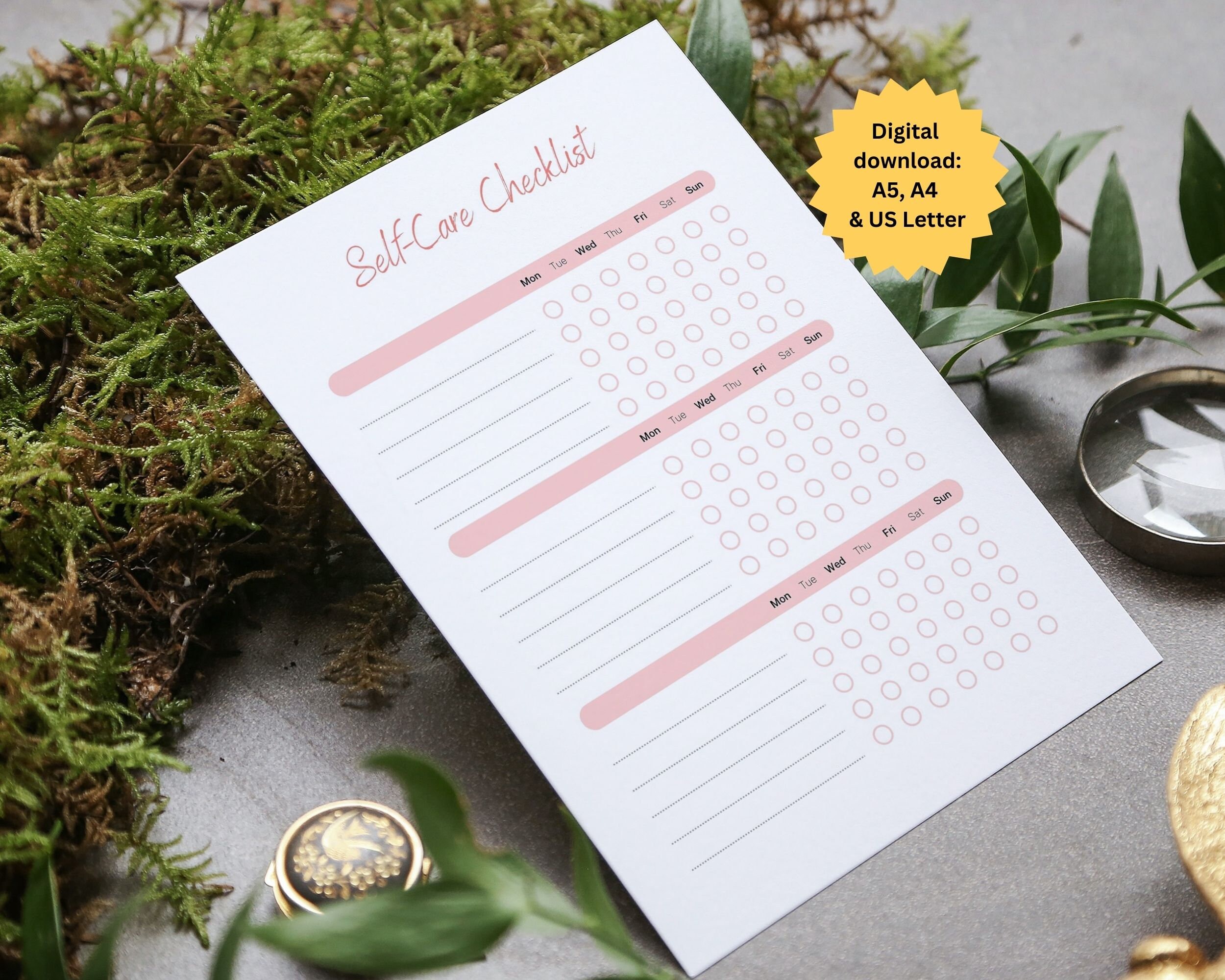Self-care Daily Planner & Checklist, Printable Digital Self-care ...