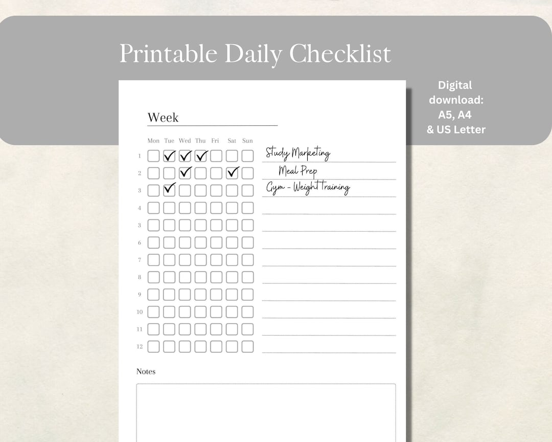 Printable Daily Checklist, Stay Organised and Boost Your Productivity ...