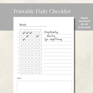 Printable Daily Checklist, Stay Organised and Boost Your Productivity ...