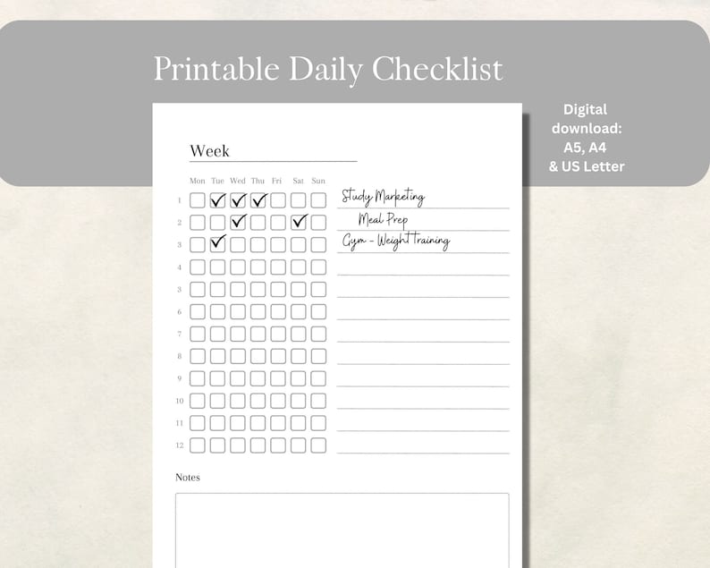 Printable Daily Checklist, Stay Organised and Boost Your Productivity ...