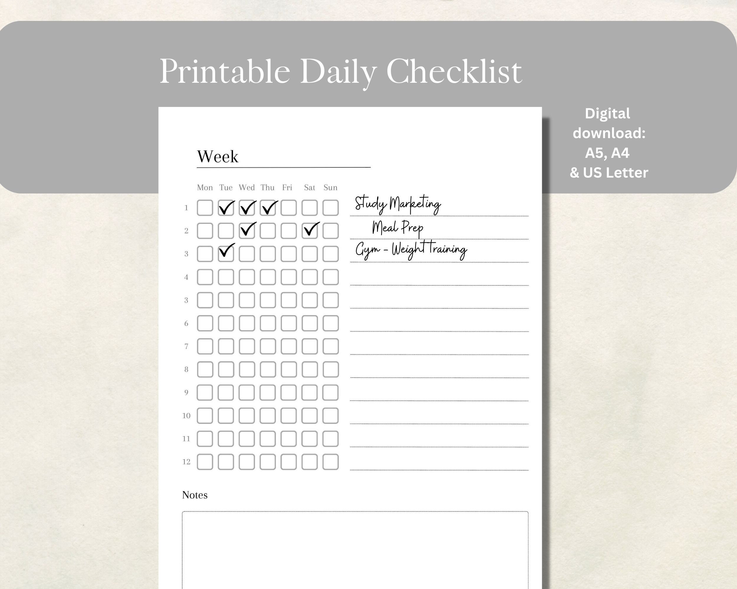 Printable Daily Checklist, Stay Organised and Boost Your Productivity ...