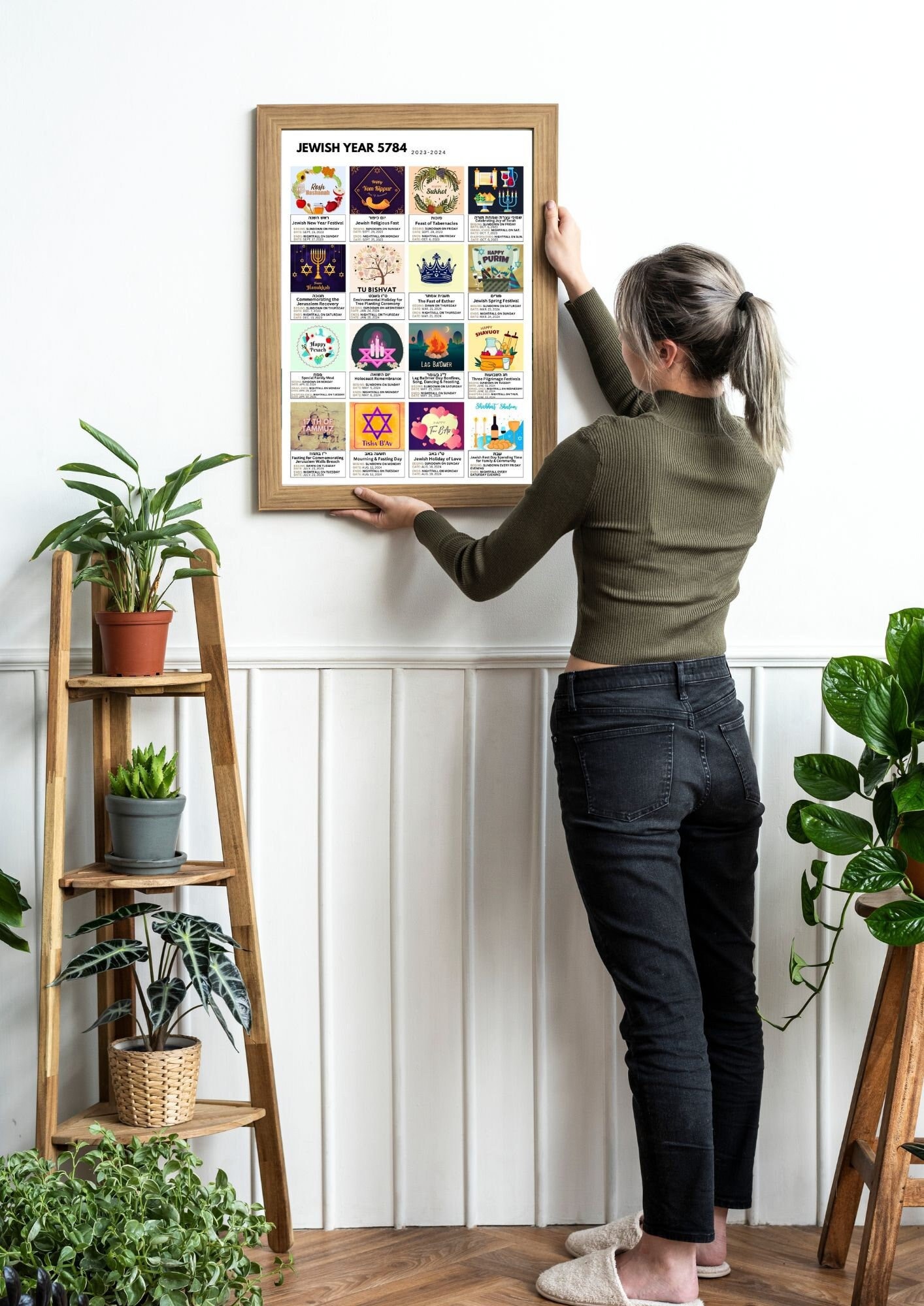 Jewish Calendar 2024, Jewish Holiday Calendar, Hebrew Calendar 5784 ...