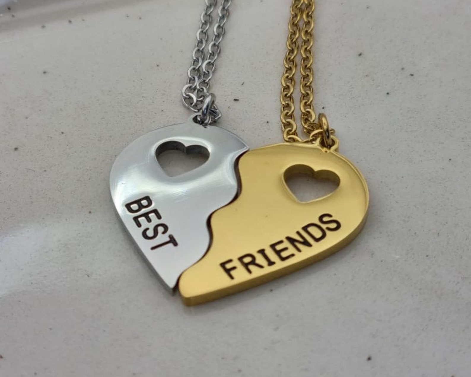 Best Friend Necklace Heart Halves Necklace Best Friend Necklace for 2 ...